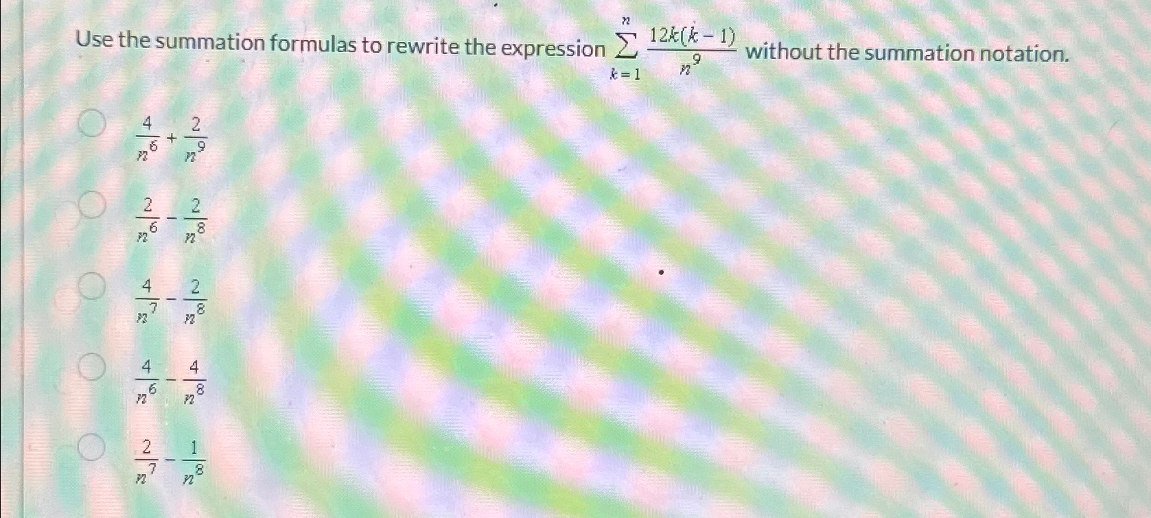 Solved Use the summation formulas to rewrite the expression | Chegg.com