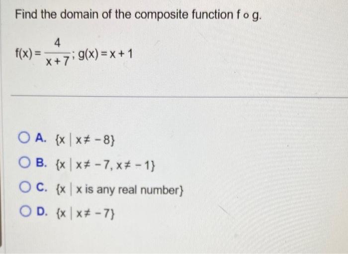 Solved Find the domain of the composite function f∘g. | Chegg.com