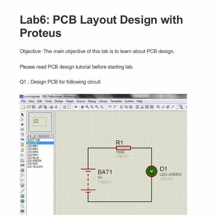 Solved Lab6: PCB Layout Design with Proteus Objective: The | Chegg.com