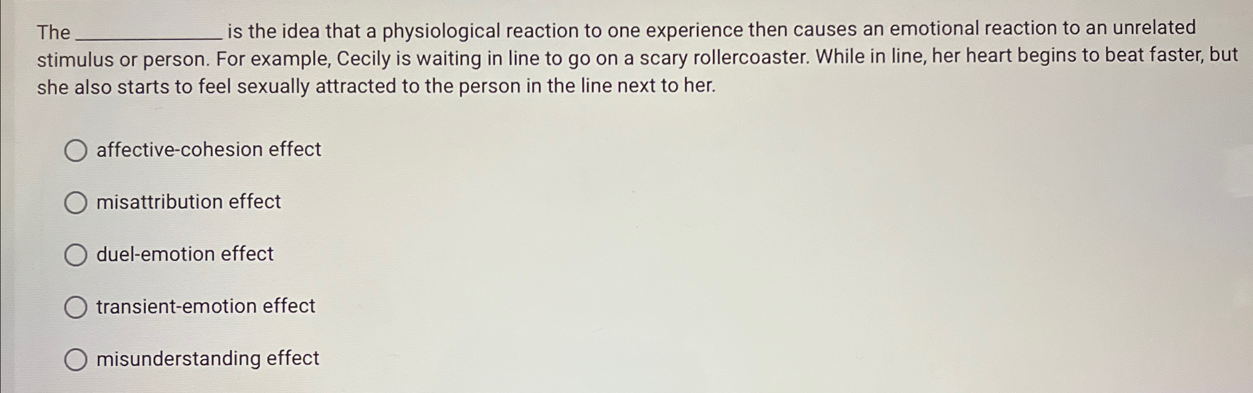 Solved The ﻿is the idea that a physiological reaction to | Chegg.com