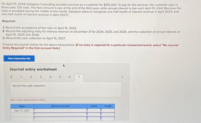[Solved]: On April 15, 2024, Sampson Consulting provides se