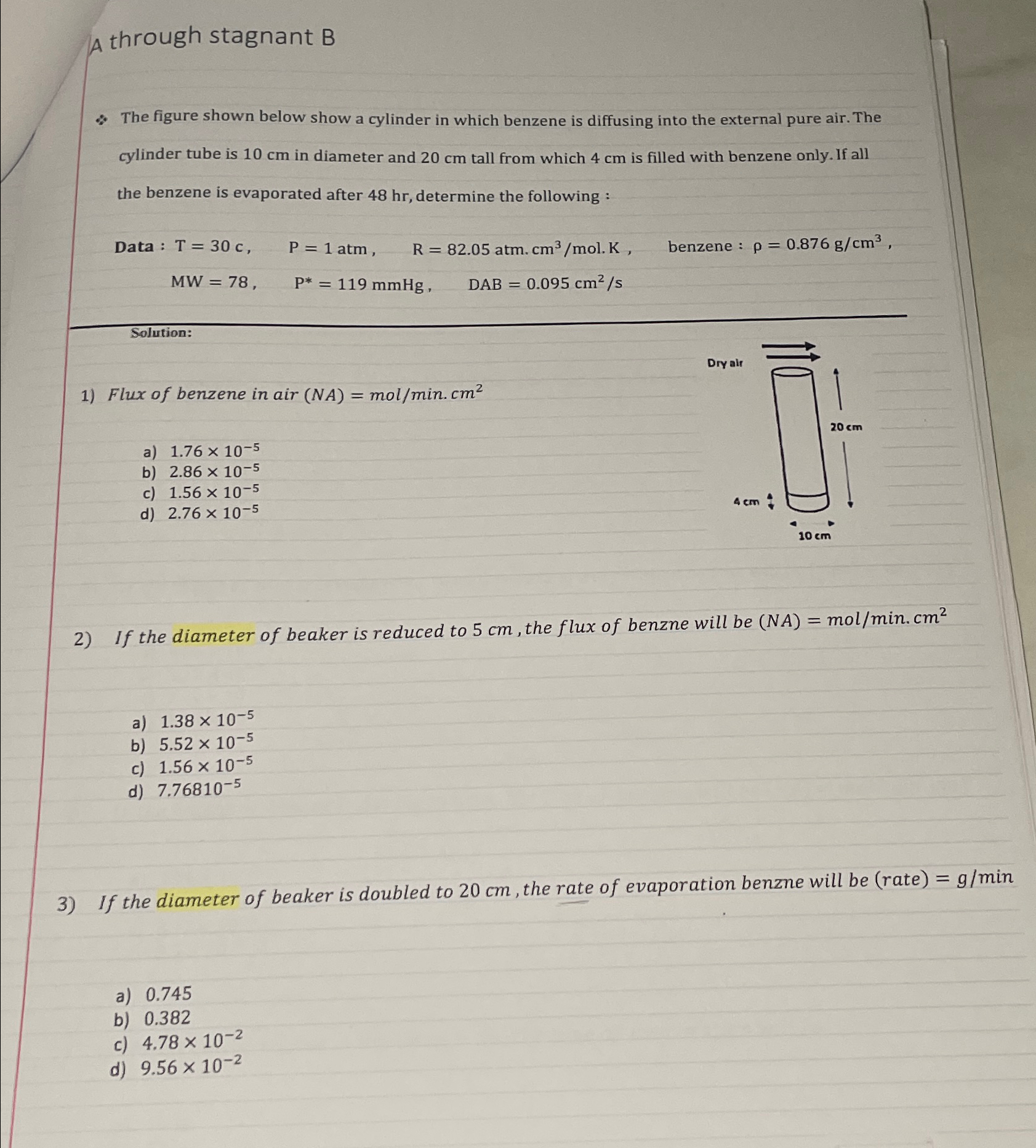 Solved A through stagnant BThe figure shown below show a | Chegg.com