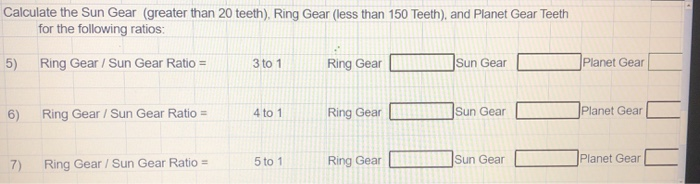 Solved Calculate the Sun Gear (greater than 20 teeth), Ring | Chegg.com