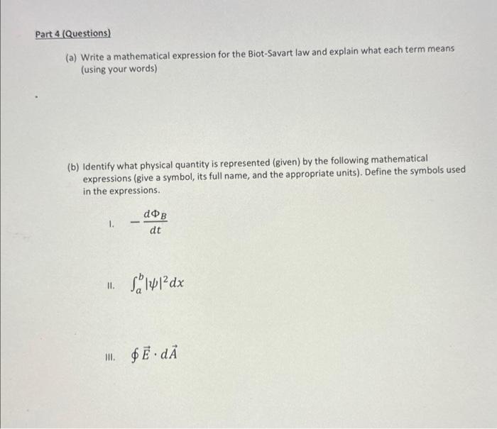 Solved Part 4 (Questions) (a) Write a mathematical | Chegg.com