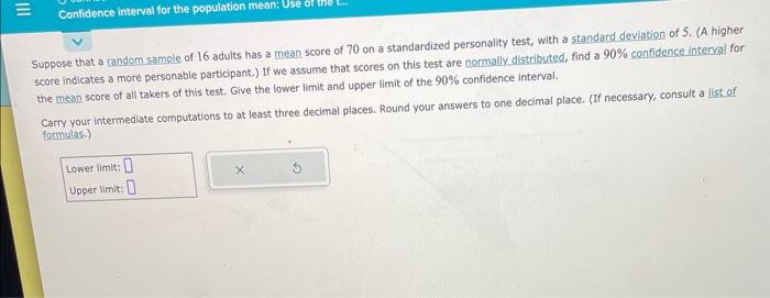 Solved Suppose that a candom sample of 16 adults has a mean | Chegg.com