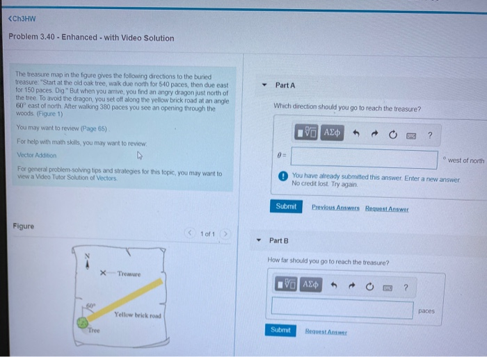 Solved Part B How far should you go to reach the treasure? | Chegg.com