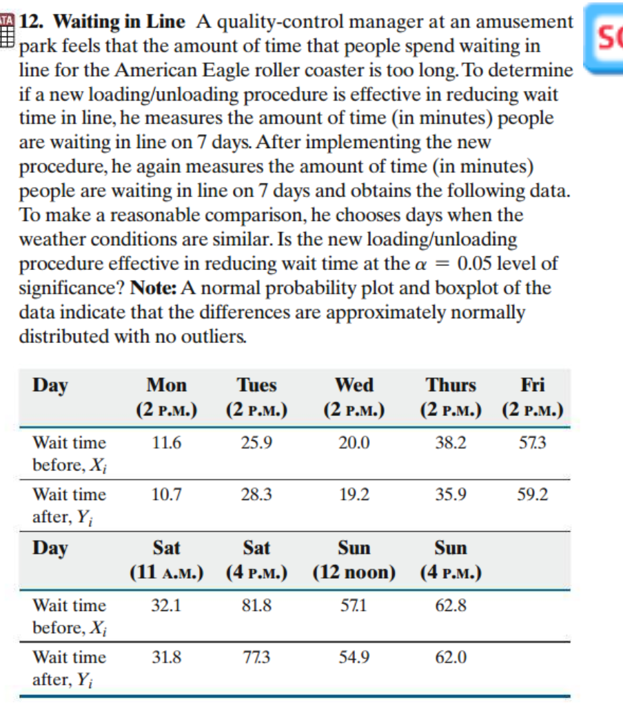 Solved Waiting in Line A quality-control manager at an | Chegg.com