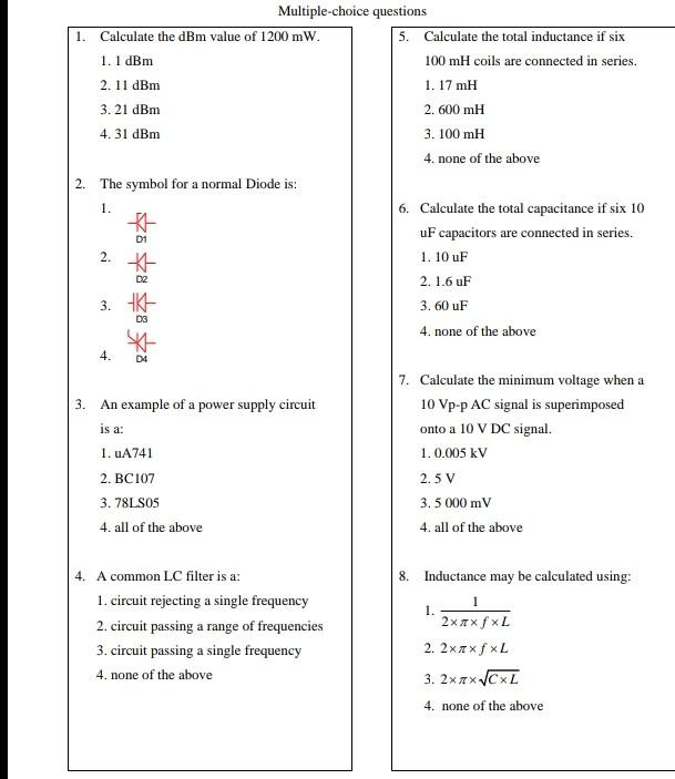 Solved 1. Calculate the dBm value of 1200 mW. 1. 1 dBm 2. 11 | Chegg.com