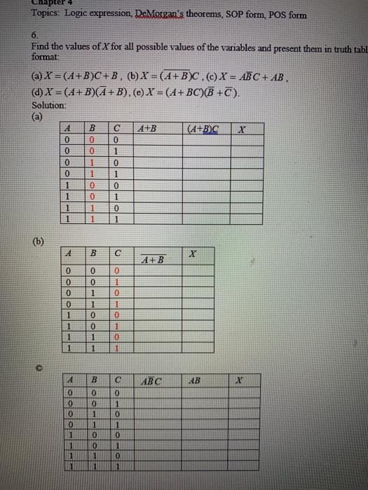 Solved find the value of X for all possible values of the | Chegg.com