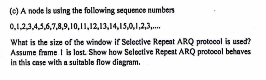 Solved (c) ﻿A node is using the following sequence | Chegg.com