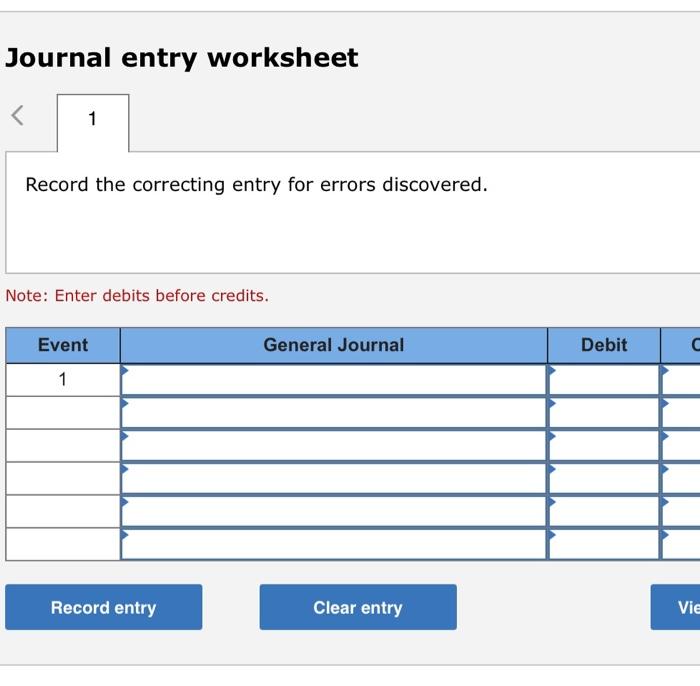 Solved Exercise 11-26 (Algo) Error correction (LO11-2, 11-7] | Chegg.com