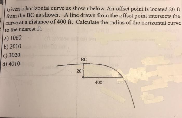 Solved Given a horizontal curve as shown below. An offset | Chegg.com