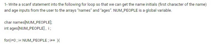 Solved 1- Write a scanf statement into the following for | Chegg.com