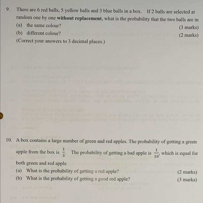Solved 9. There are 6 red balls, 5 yellow balls and 3 blue | Chegg.com