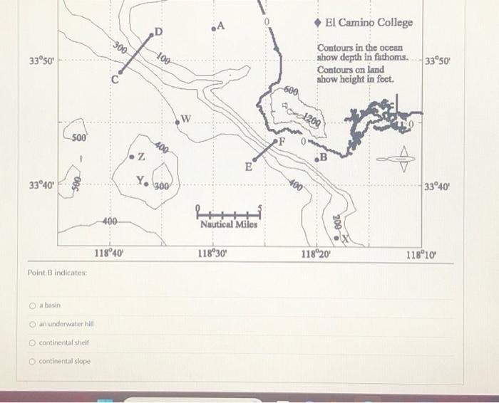 Solved a bash an underwater hill continental shelf | Chegg.com