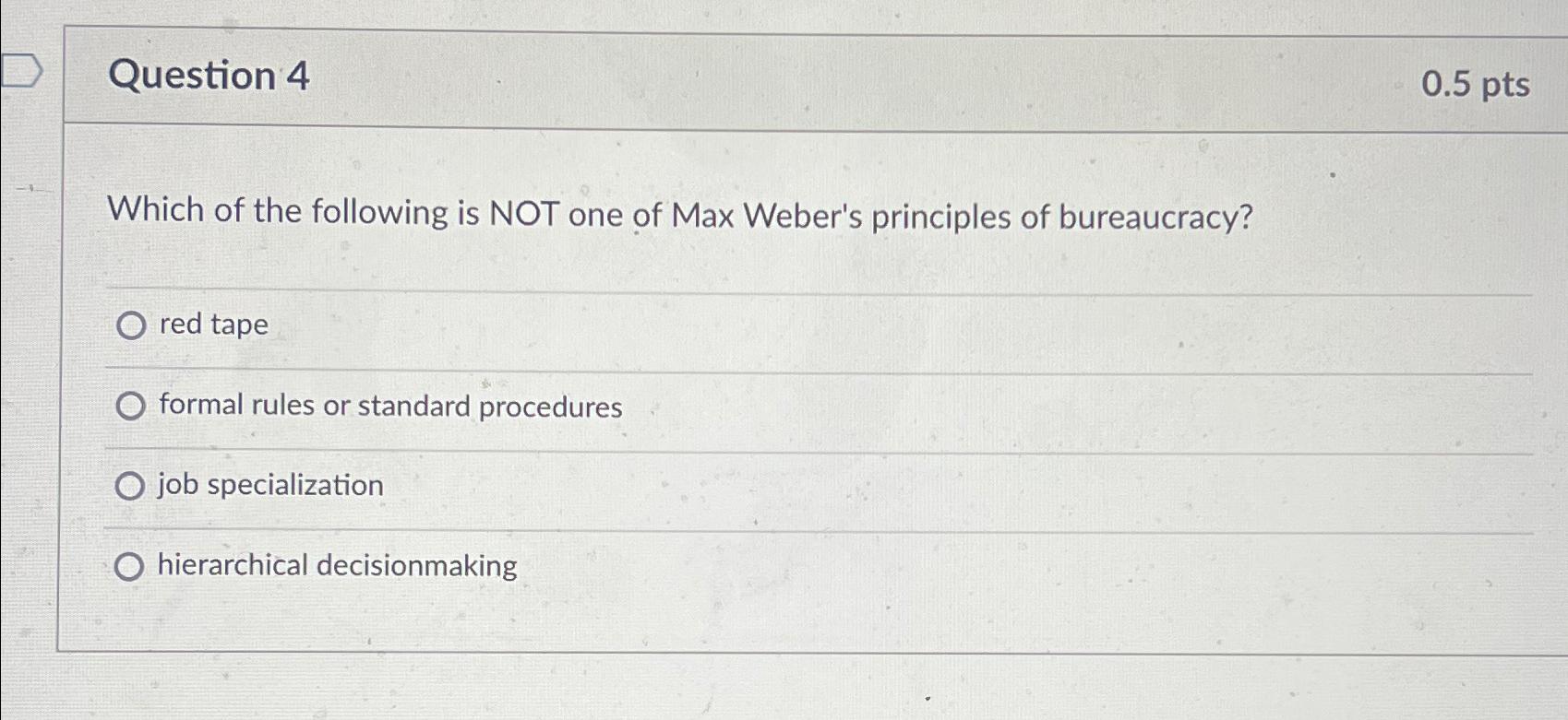 Solved Question 40.5ptsWhich of the following is NOT one of | Chegg.com