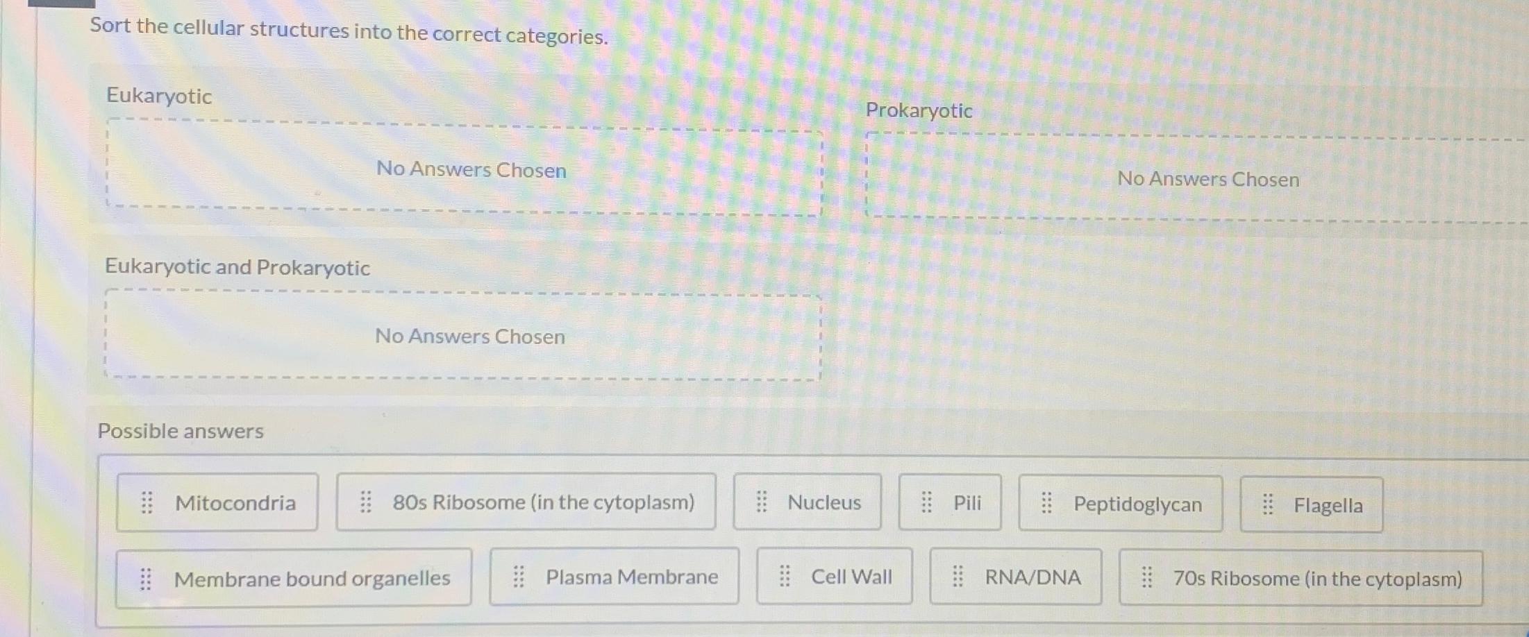 Solved Sort the cellular structures into the correct | Chegg.com
