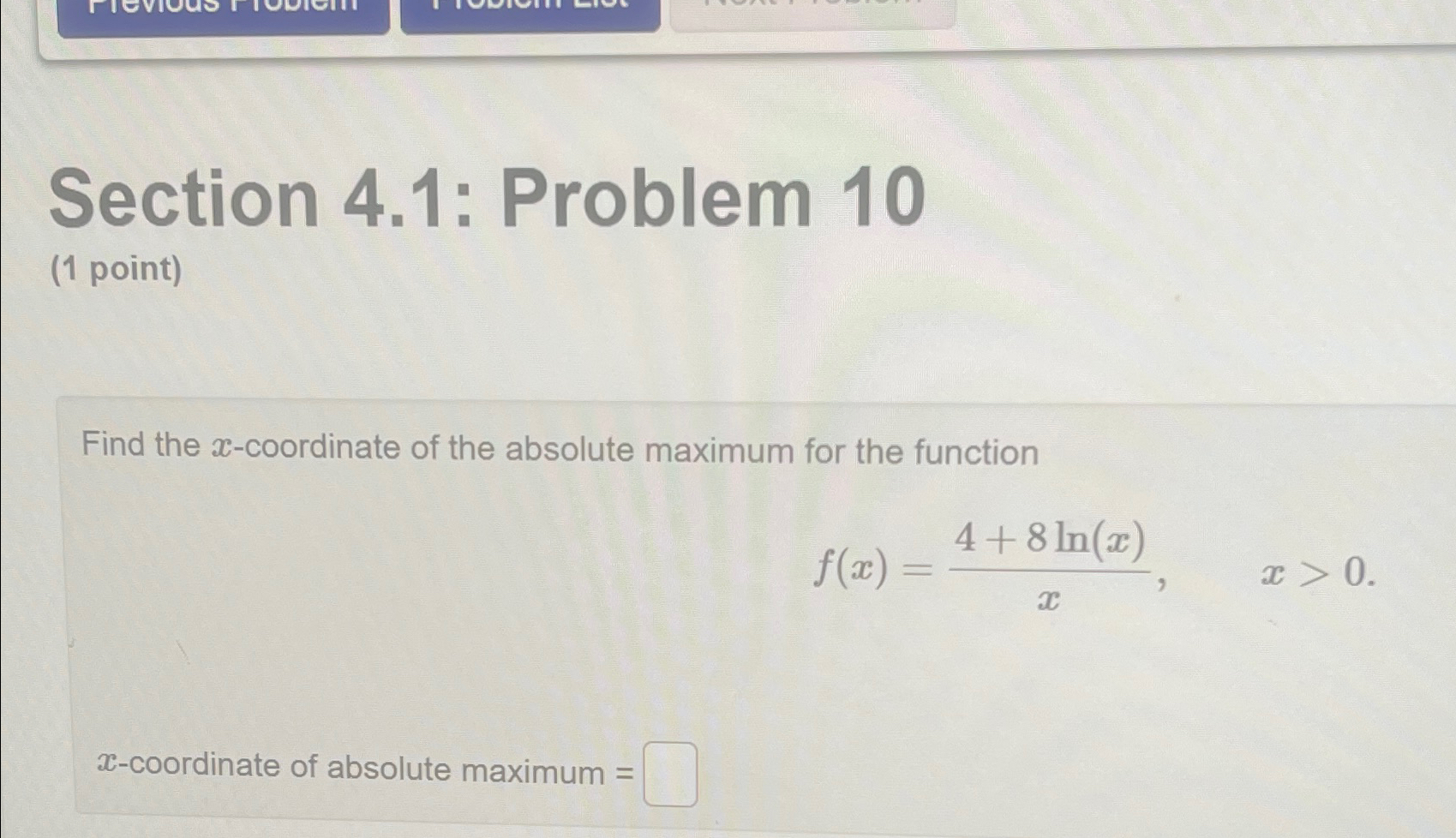 Solved Section 4.1: Problem 10(1 ﻿point)Find the | Chegg.com
