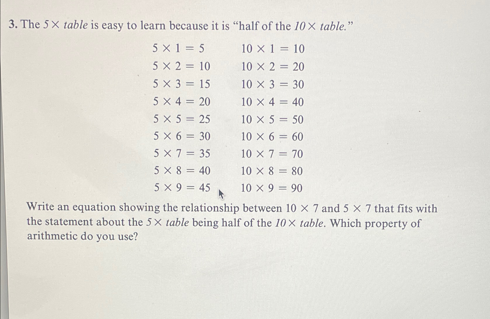 Solved The 5× ﻿table is easy to learn because it is "half of | Chegg.com