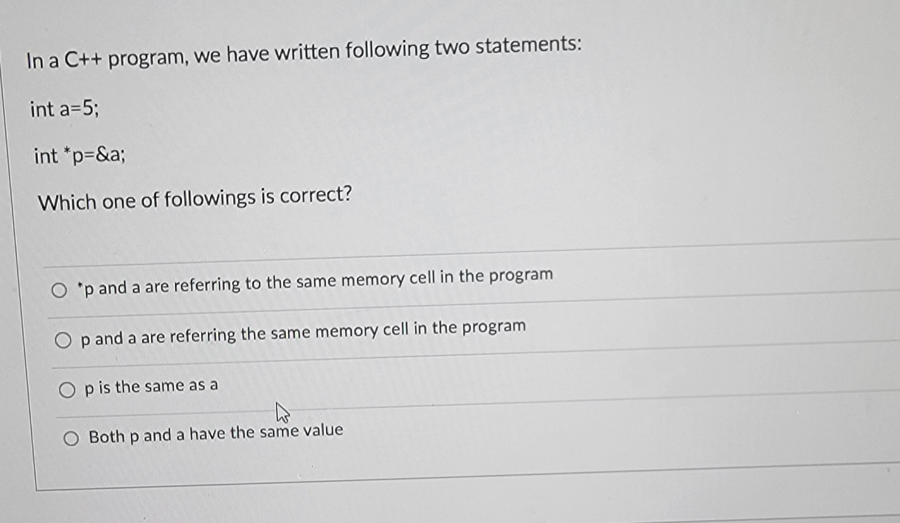 Solved In a C++program, we have written following two | Chegg.com
