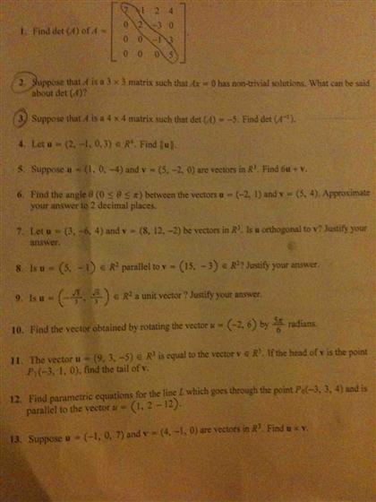 Find det (A) of A = Suppose that A is a 3 times 3 | Chegg.com