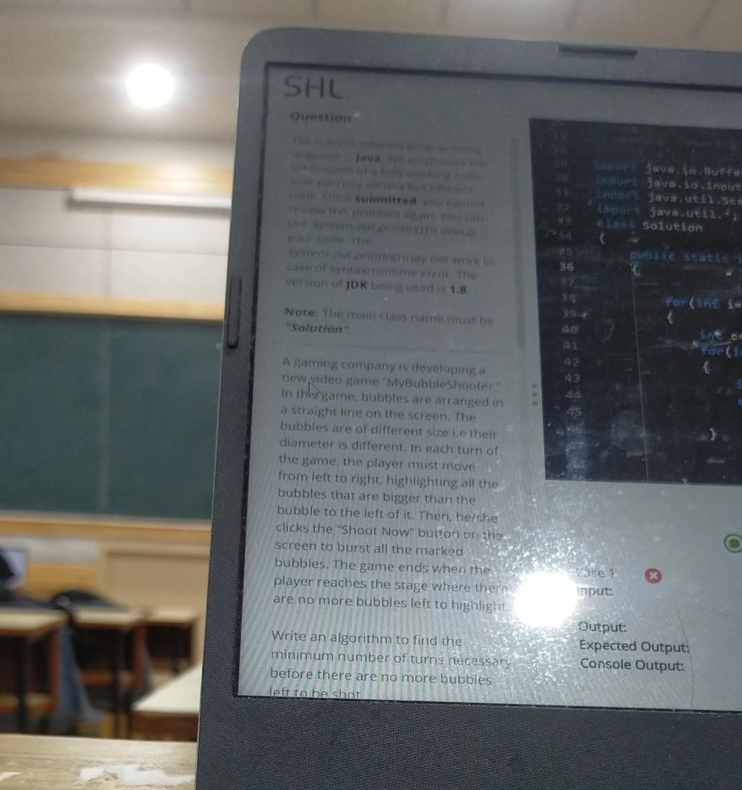 Solved SHL Question java submitted a think the Note: The | Chegg.com