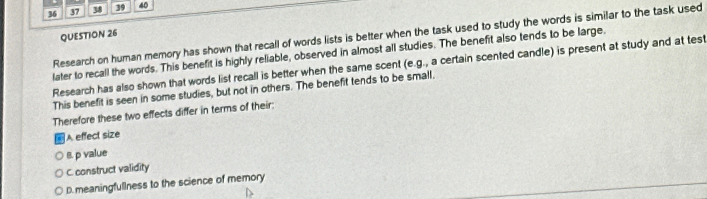 Solved 3637383940QUESTION 26Research on human memory has | Chegg.com