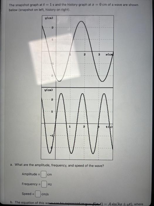 The snapshot graph at t=1 s and the history graph at | Chegg.com