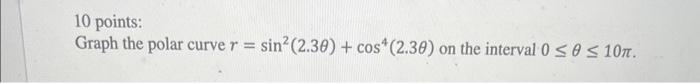10 points: Graph the polar curve | Chegg.com