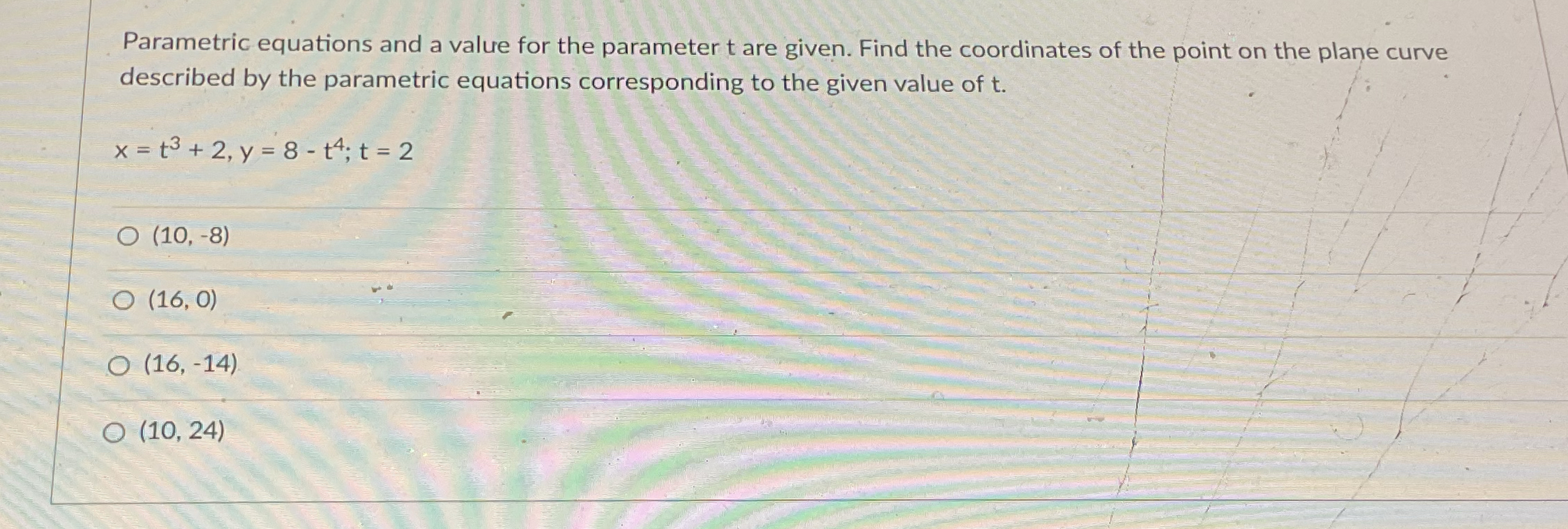 Solved Parametric equations and a value for the parameter t | Chegg.com