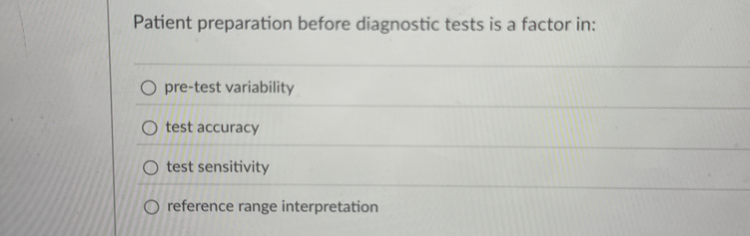 Solved Patient preparation before diagnostic tests is a | Chegg.com