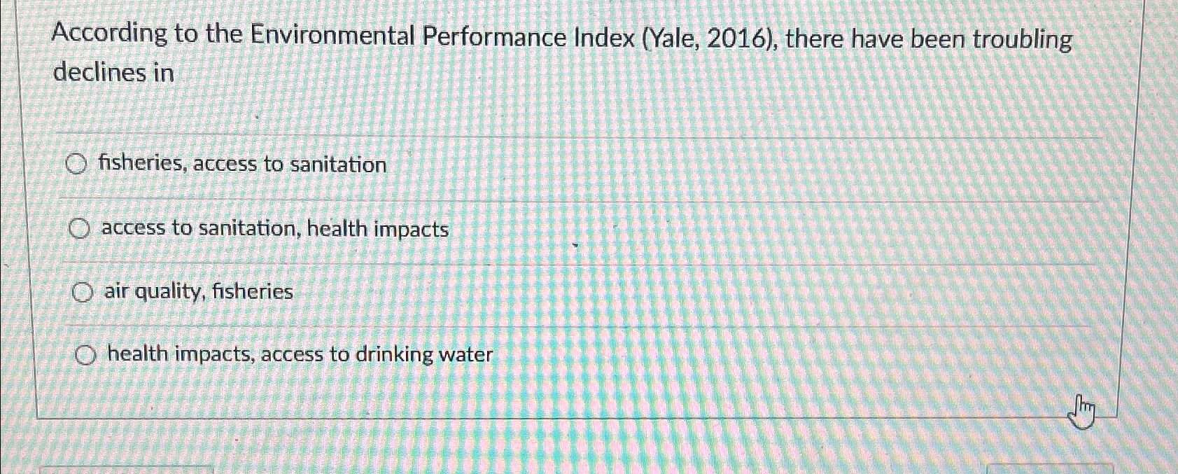 Solved According to the Environmental Performance Index | Chegg.com