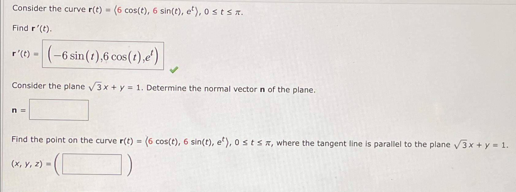 Solved Consider the curve | Chegg.com