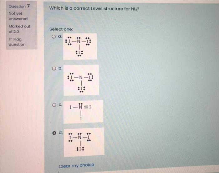 Solved Which is a correct Lewis structure for NI3? Question | Chegg.com