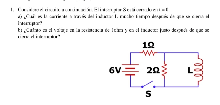 Solved Considere el circuito a continuación. ﻿El interruptor | Chegg.com