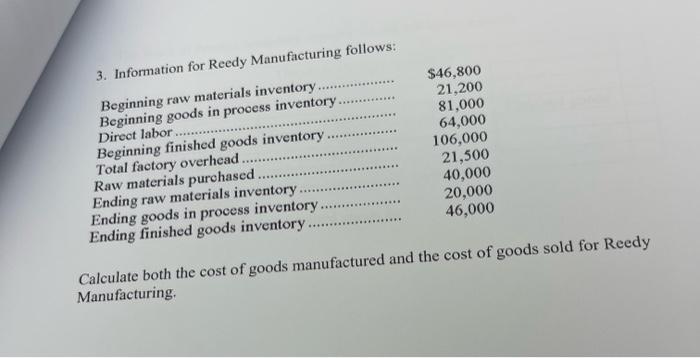Solved Manufacturing. | Chegg.com