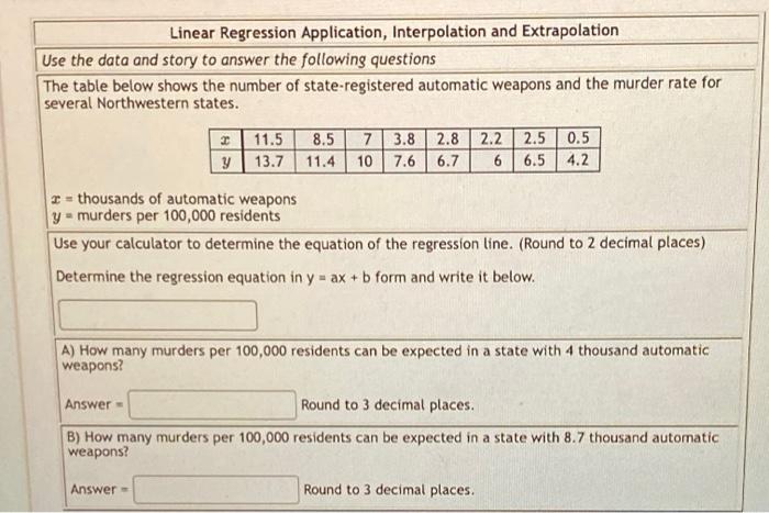 Solved Linear regression Application, Interpolation and | Chegg.com
