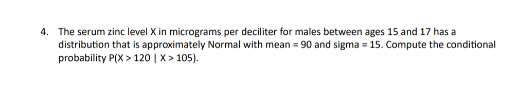 Solved The serum zinc level x ﻿in micrograms per deciliter | Chegg.com