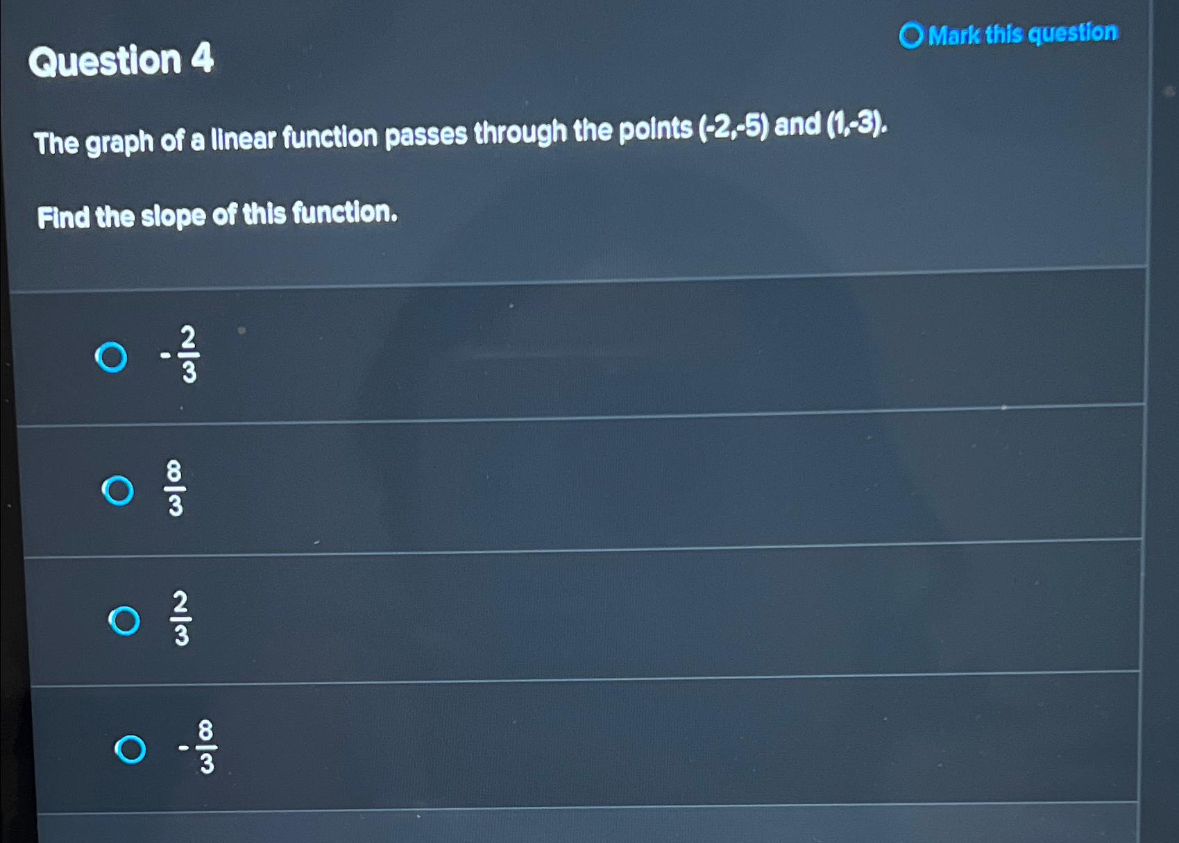 Solved Question 4Mark this questionThe graph of a linear | Chegg.com