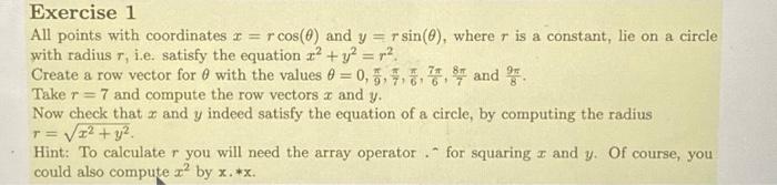 Solved Exercise 1 NOTE: Piesse suppress output - i.e. use a | Chegg.com