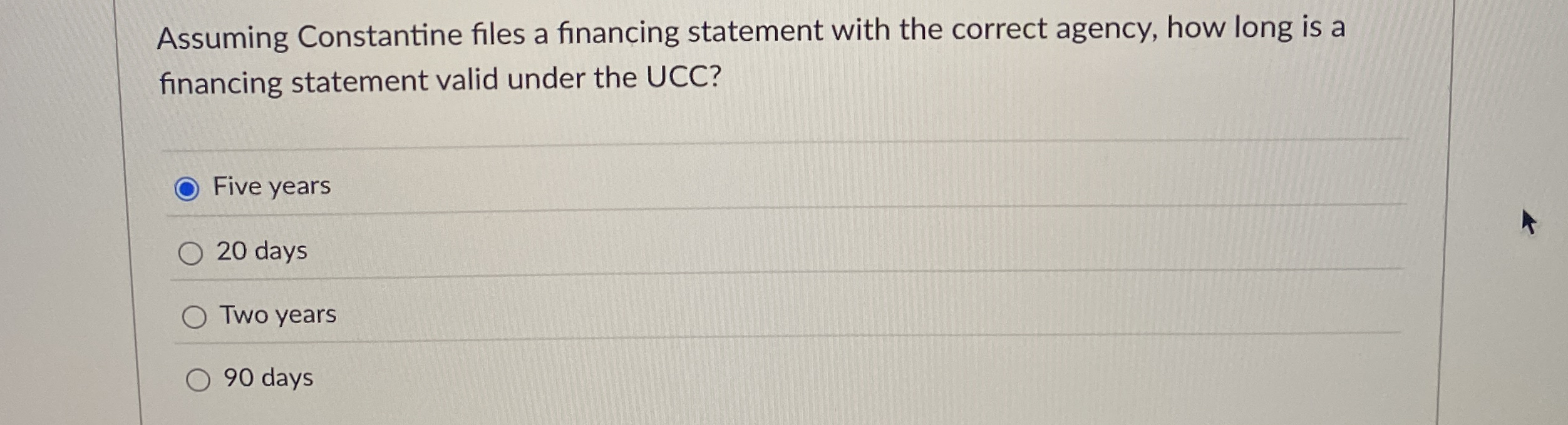 Solved Assuming Constantine files a financing statement with | Chegg.com