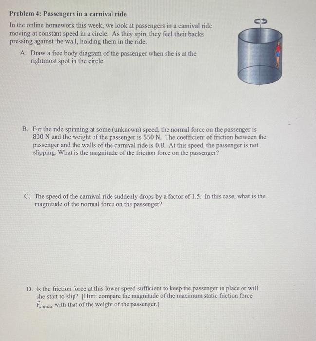 Solved Problem 4: Passengers in a carnival ride In the | Chegg.com