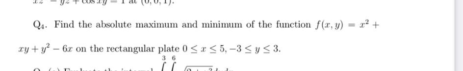 Solved Q4. ﻿Find the absolute maximum and minimum of the | Chegg.com