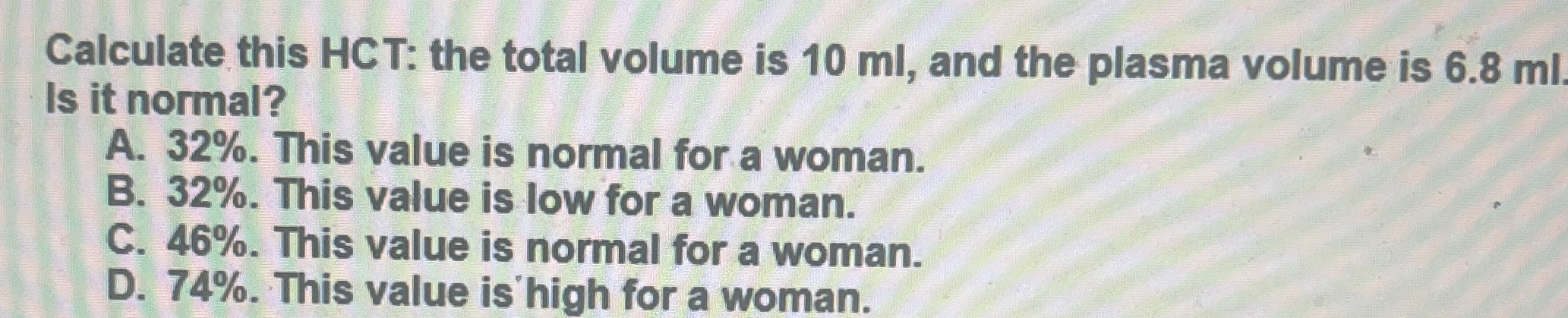 Solved Calculate this HCT: the total volume is 10ml, ﻿and | Chegg.com