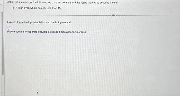 Solved List all the elements of the following set. Use set | Chegg.com