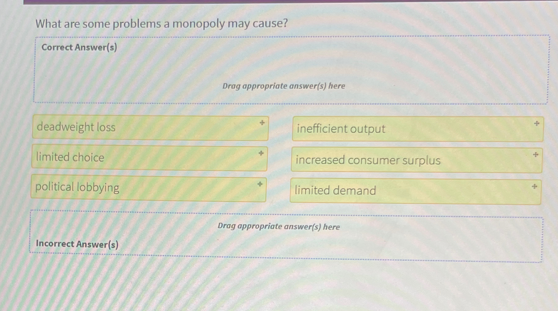 Solved What are some problems a monopoly may cause?Correct | Chegg.com