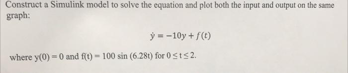Solved Construct a Simulink model to solve the equation and | Chegg.com