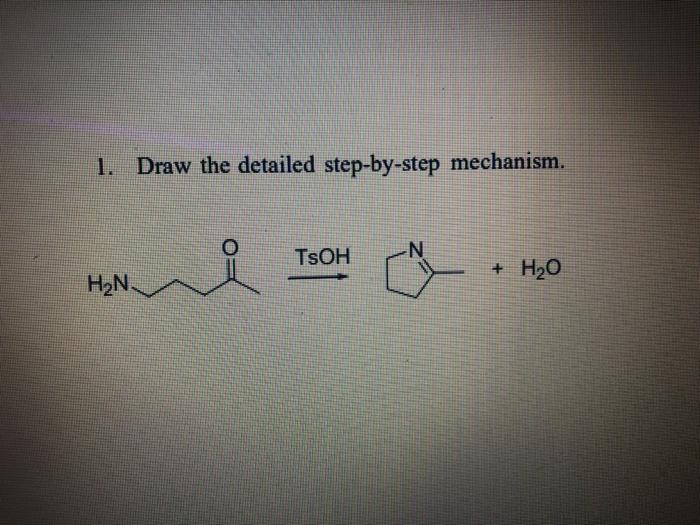 Solved 1. Draw the detailed step-by-step mechanism. TsOH N + | Chegg.com