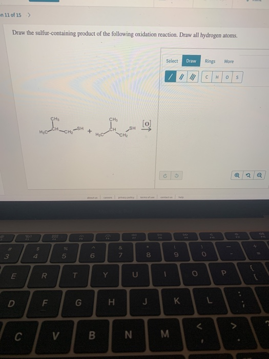 Solved n 11 of 15 > Draw the sulfur-containing product of | Chegg.com
