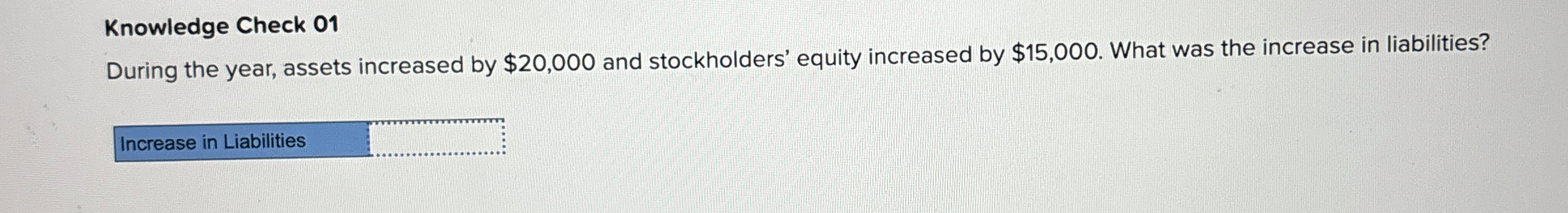 Solved Knowledge Check 01During the year, assets increased | Chegg.com